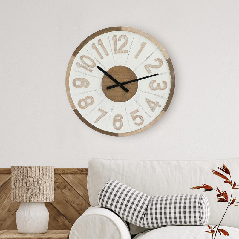 Gracie Oaks Stefans Solid Wood Wall Clock & Reviews | Wayfair